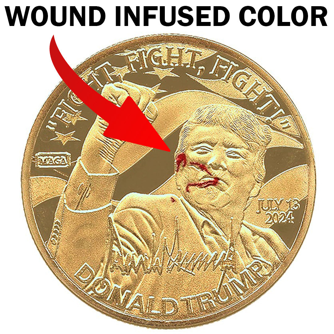 Gold Trump "Fight" Collectible Coin (With Unique Wound Infused Red ...