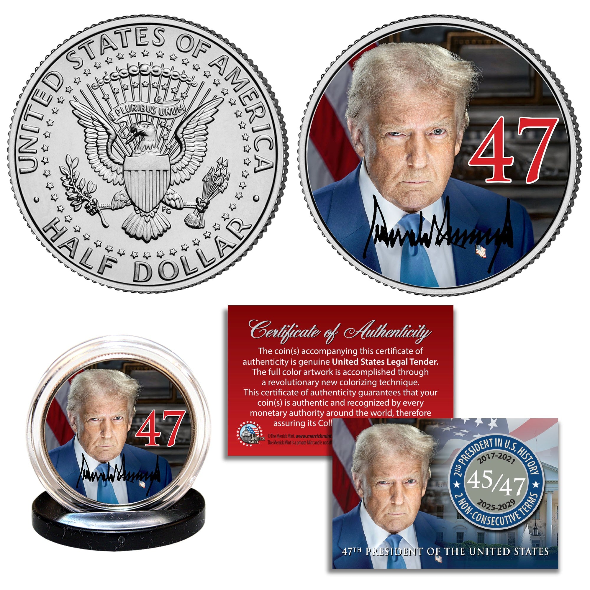 47th President Trump Official Portrait Collectible Half Dollar Coin ...