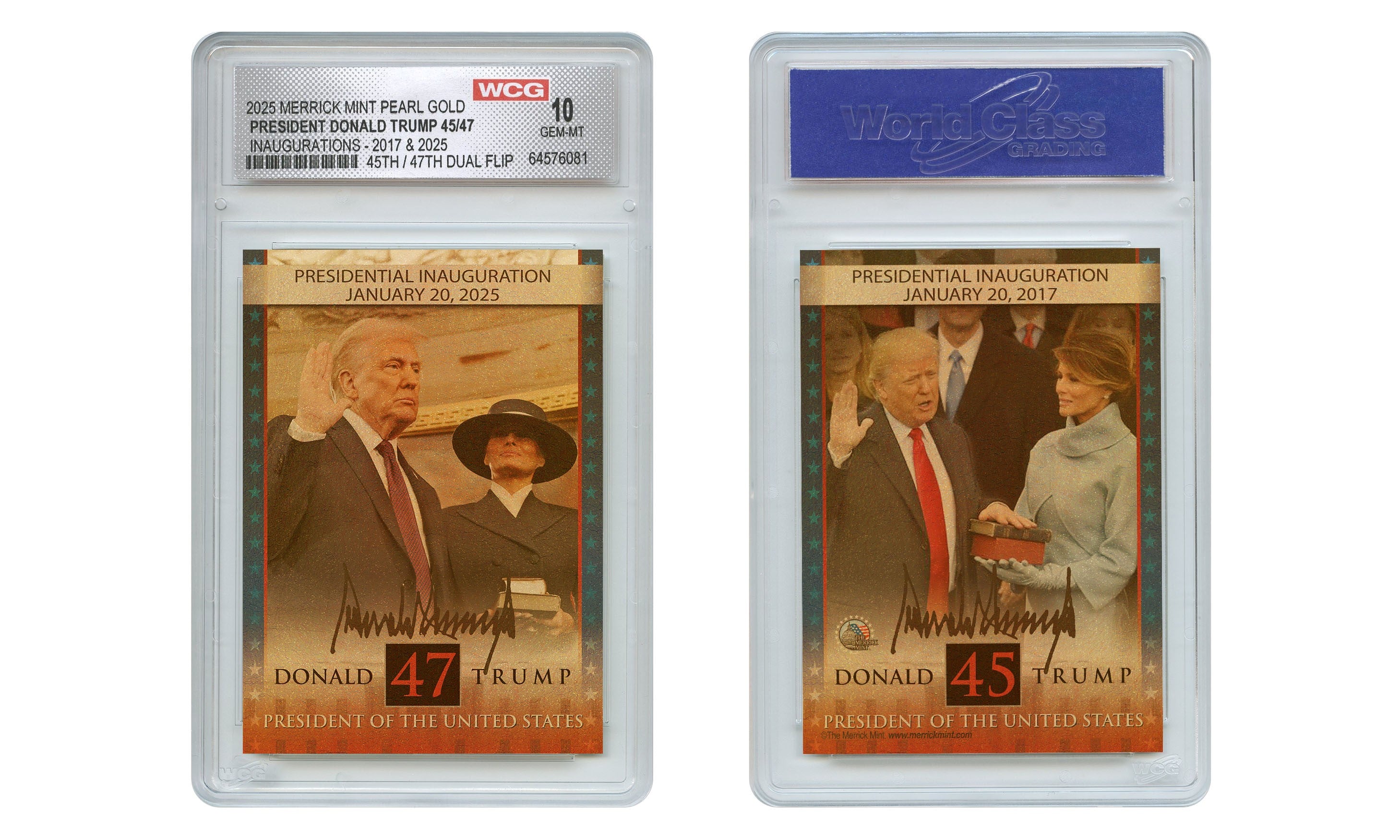 President Trump 45th & 47th Inauguration - Gold Pearl Flip Trading Card ...