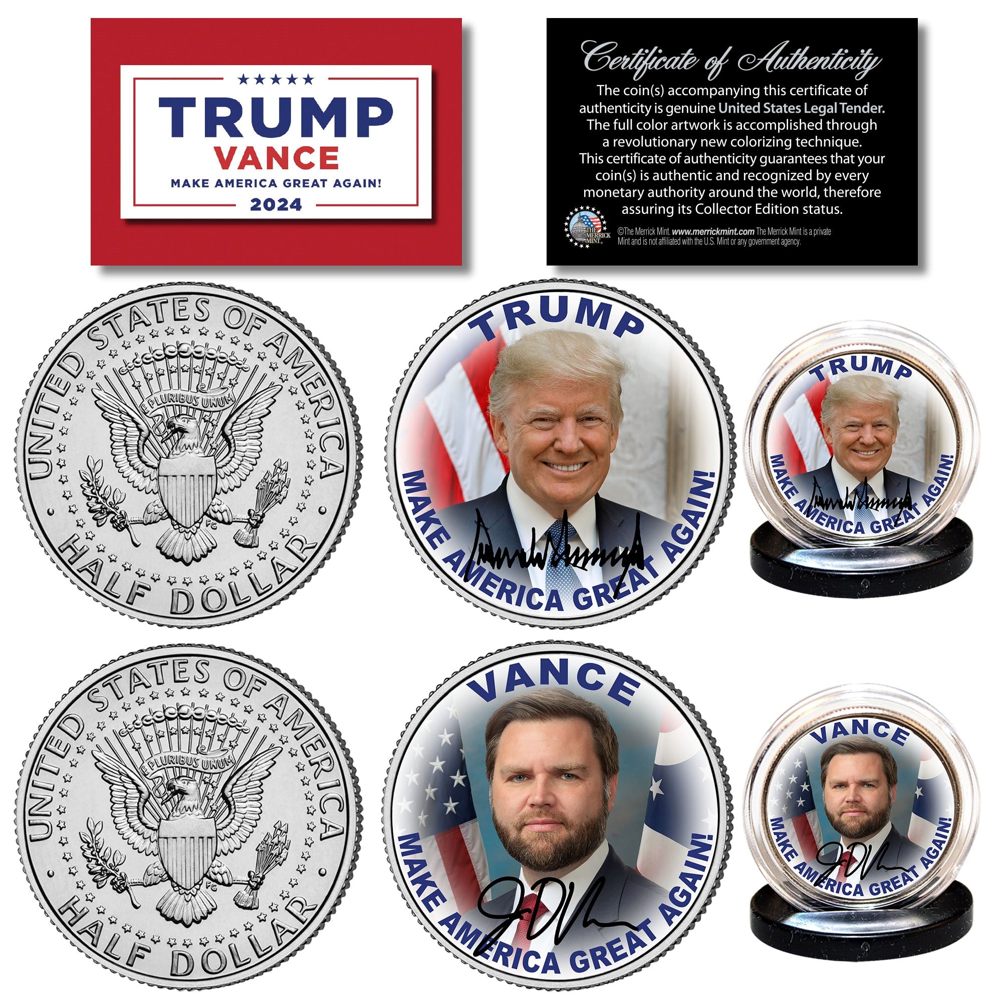 Trump Vance Make America Great Again JFK 2 Coin Set - Proud Patriots