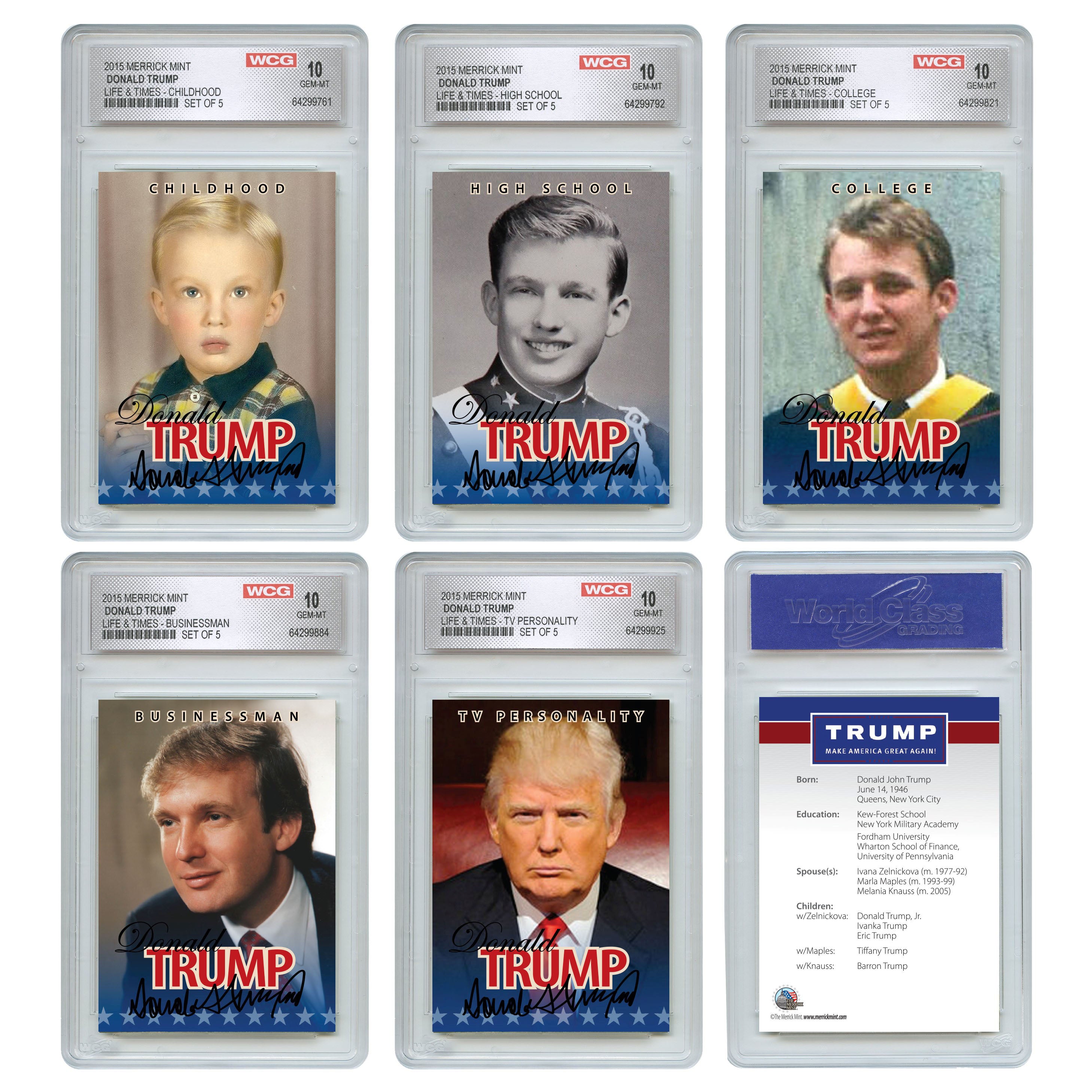 GRADED - Donald Trump OFFICIAL * Life & Times * 5-Card Premium Trading ...