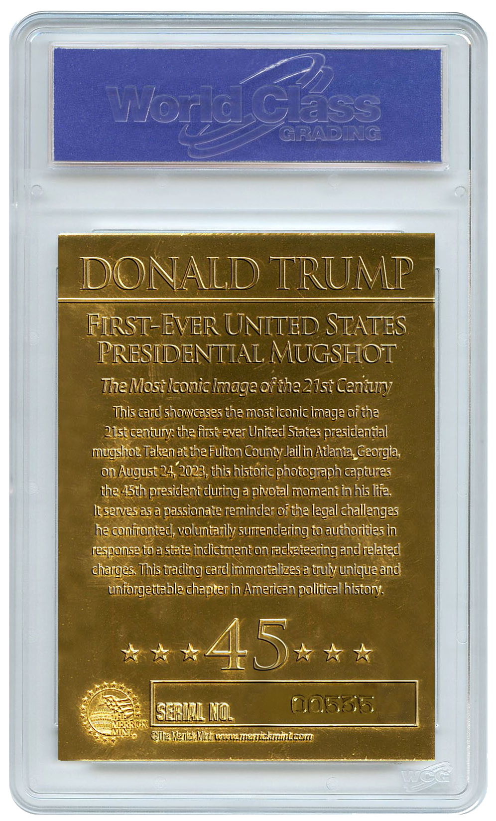 President Trump Mugshot Hologram American Flag Gold Card - Individually ...