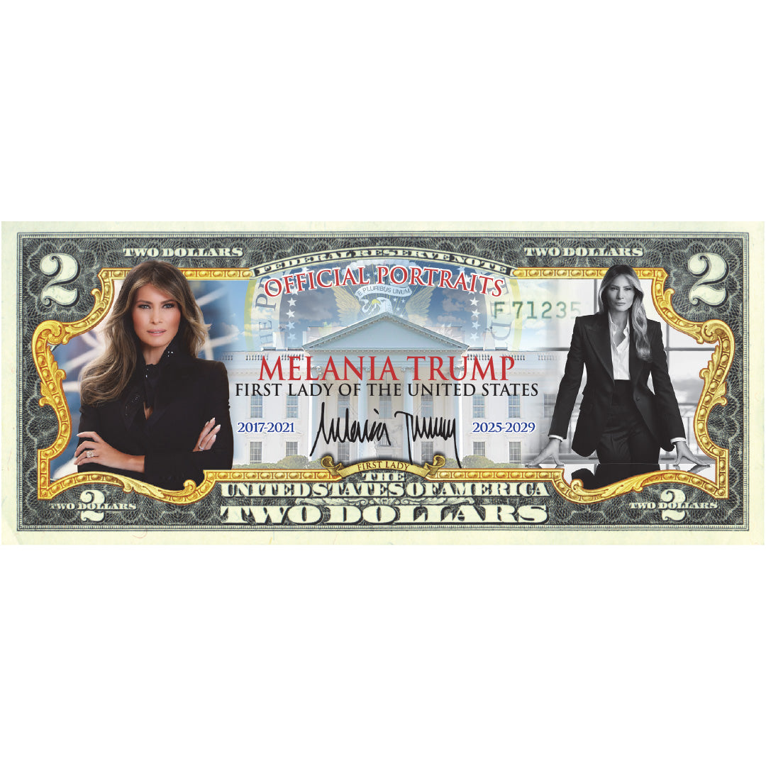 First Lady Melania Trump Official 2017 & 2025 Portraits $2 Bill ...